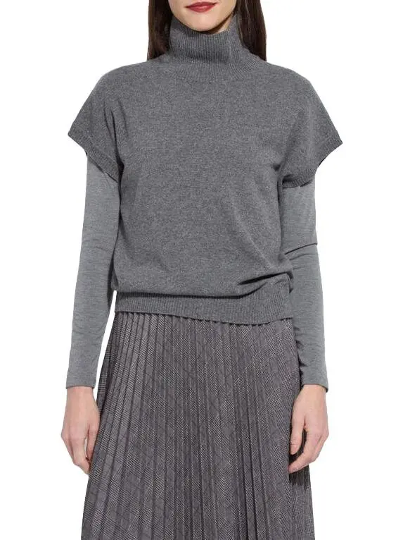Lyssé Short Sleeve Cashmere Turtleneck Sweater - Derby Grey