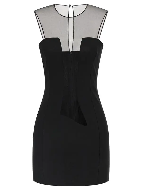 NENSI DOJAKA Tulle Insert Mini Dress - Black
