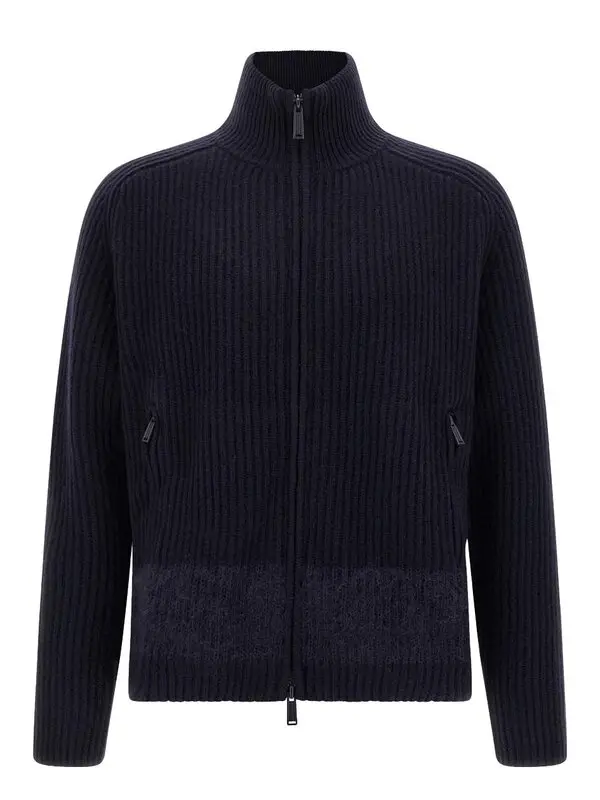 Dsquared2 Carded Wool Insert Cardigan - Blue