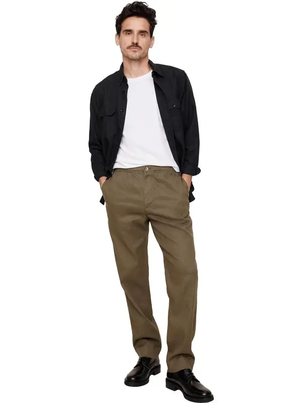 Banana Republic Italian Linen-cotton Pull-on Pant - Olive Green