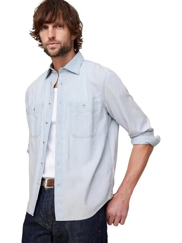 Banana Republic Standard-fit Chambray Shirt - Bleach Blue