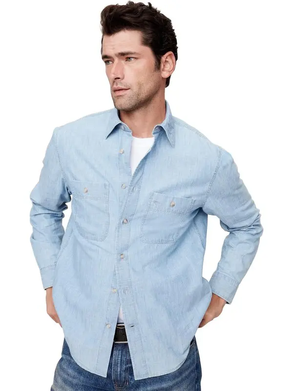 Banana Republic Standard-fit Chambray Shirt - Cerulean Blue