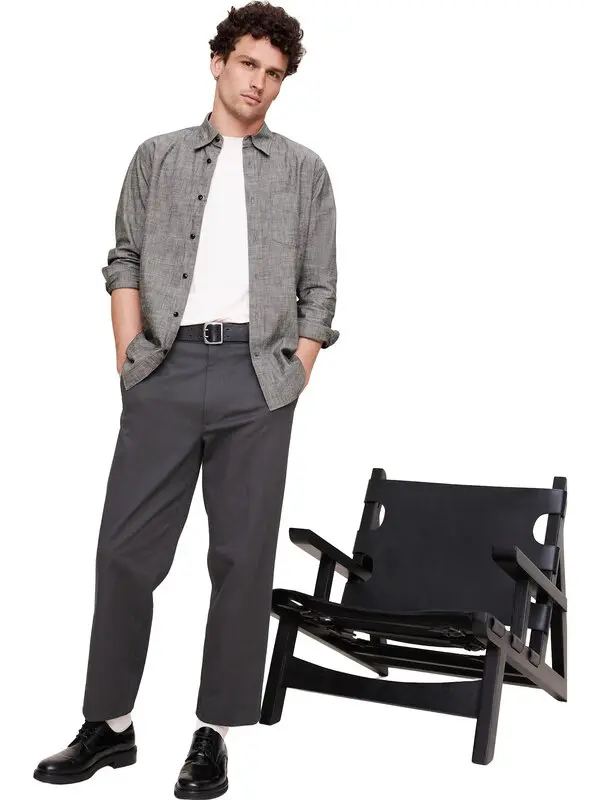 Banana Republic Standard-fit Chambray Shirt - Gray