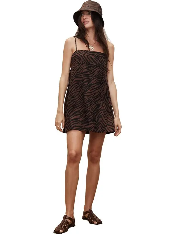 Banana Republic Linen Mini Dress - Brown Zebra Print