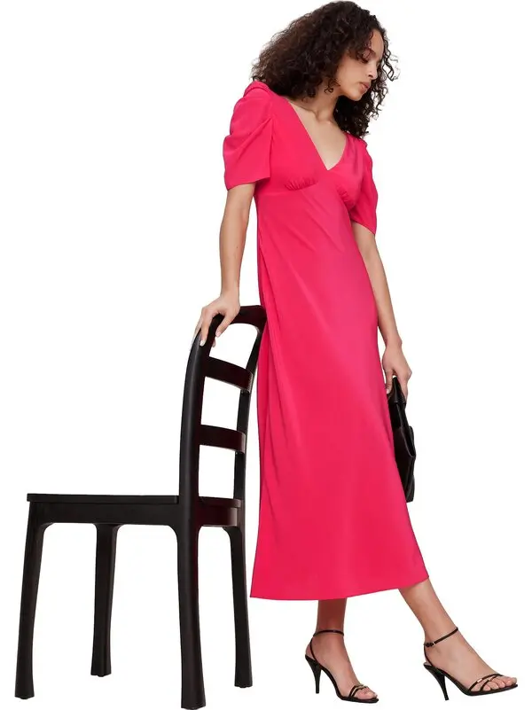 Banana Republic Matte Silk Maxi Dress - Coral Gem