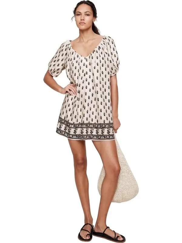 Banana Republic Viscose-linen Mini Dress - Block Print