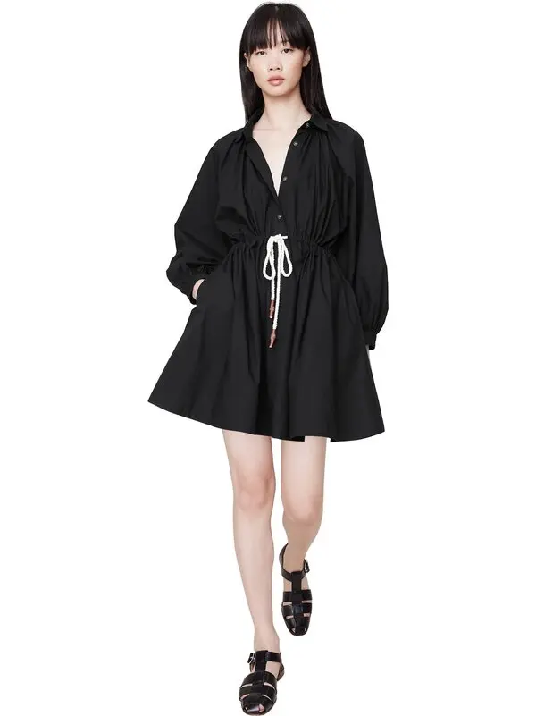 Banana Republic Cotton Poplin Mini Shirtdress - Black