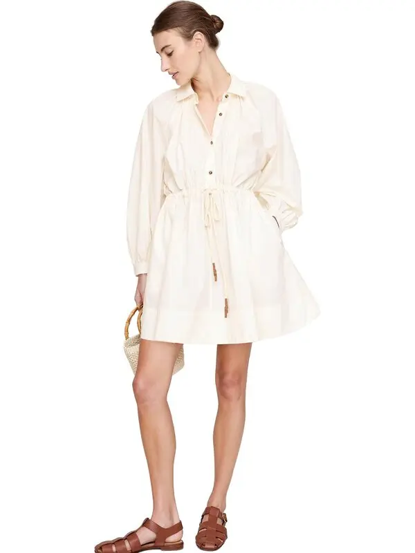 Banana Republic Cotton Poplin Mini Shirtdress - Magnolia Flower Ivory