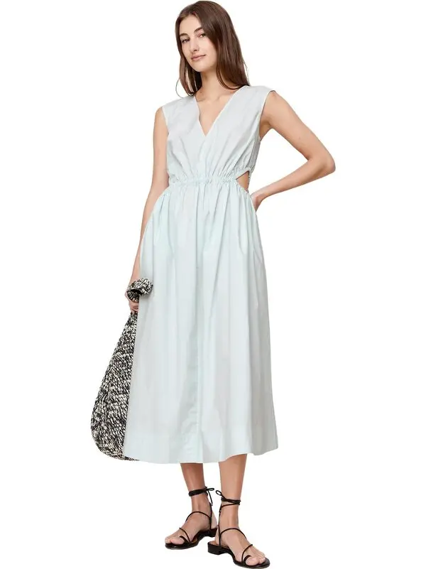 Banana Republic Cotton Poplin Side Cut-out Midi Dress - Blue Reflection