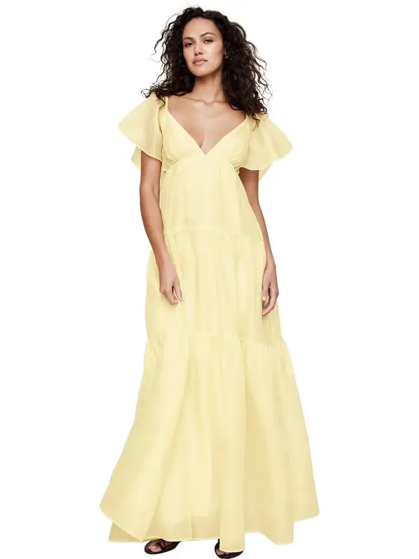 Banana Republic Linen-silk Tiered Maxi Dress - Calm Yellow