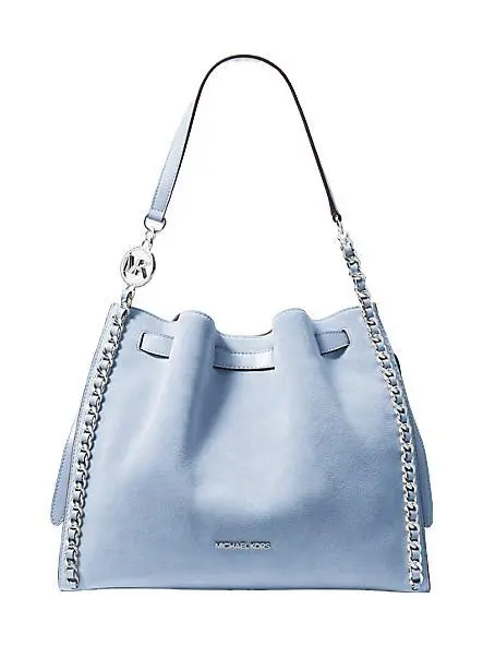 Michael Kors Mina Large Suede Chain Shoulder Bag - Blue