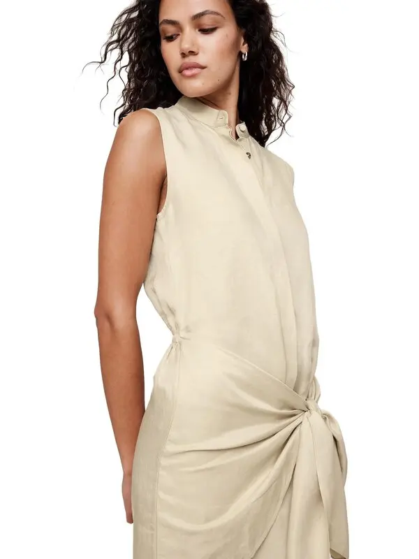 Banana Republic Viscose-linen Twisted Shirt Dress - Natural Beige