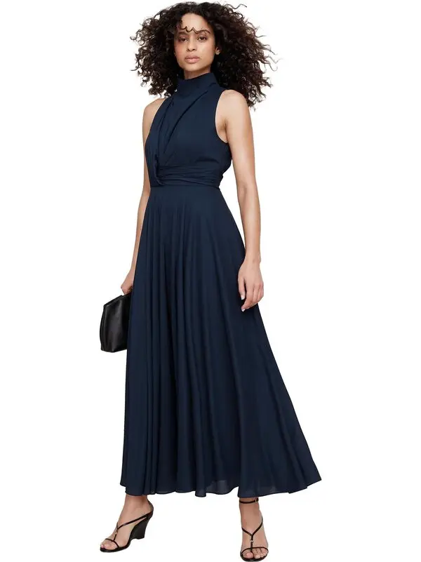 Banana Republic Stretch-crepe Maxi Dress - Tapestry Navy Blue