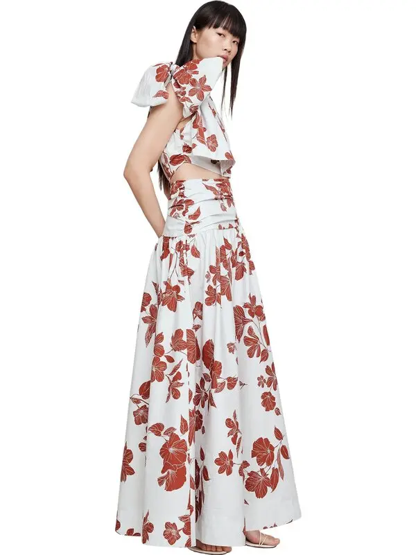 Banana Republic Stretch-cotton Poplin One-shoulder Maxi Dress - Blue & Red Floral