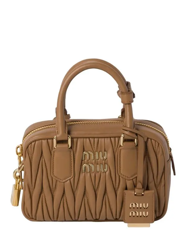 Miu Miu Arcadie Matelassé Nappa Leather Bag - Caramel