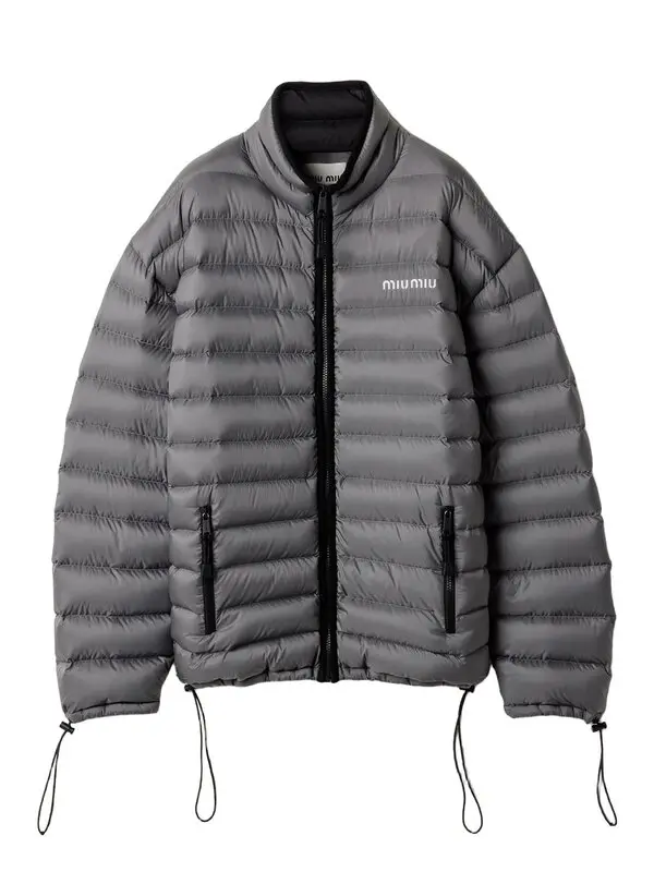 Miu Miu Lightweight Pongé Down Jacket - Steel Gray
