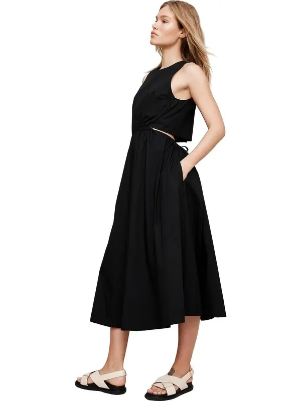 Banana Republic Cotton Poplin Cut-out Midi Dress - Black