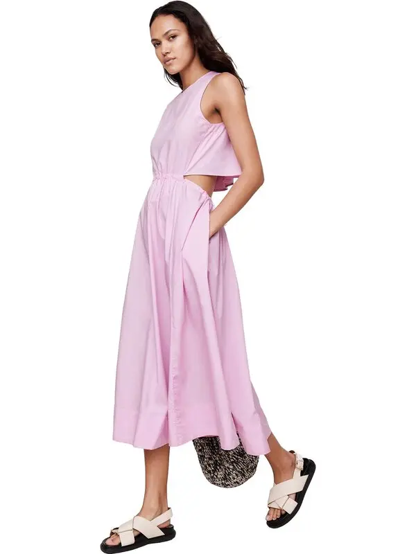 Banana Republic Cotton Poplin Cut-out Midi Dress - Pink Orchid Dust