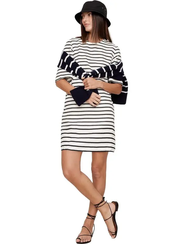 Banana Republic Linen Shift Dress - Black Stripe