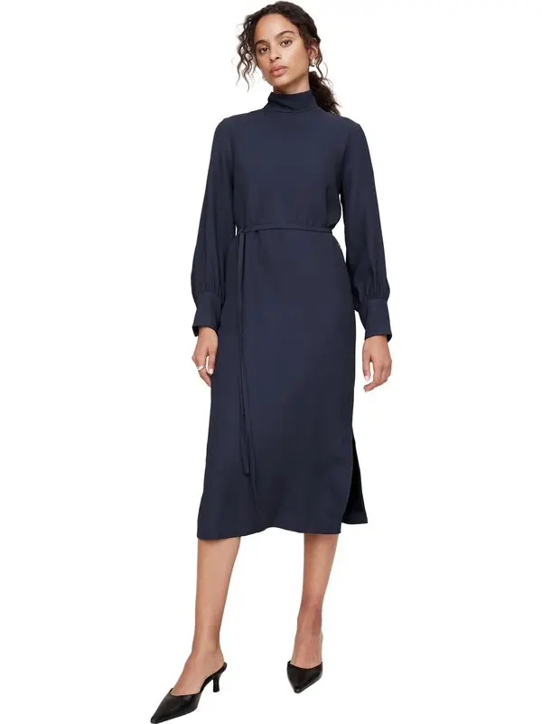Banana Republic Crepe Mock-neck Midi Dress - Navy Blue