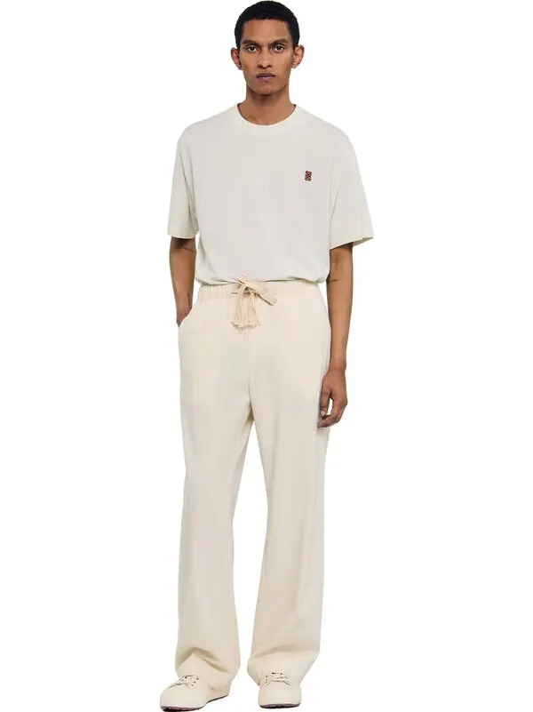 Sandro Wide-leg Cotton Trousers - Butter Cream