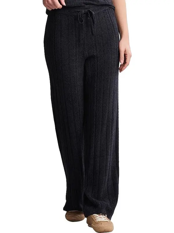 Barefoot Dreams Cozychic Ultra Lite Cable Knit Ankle Pants - Black