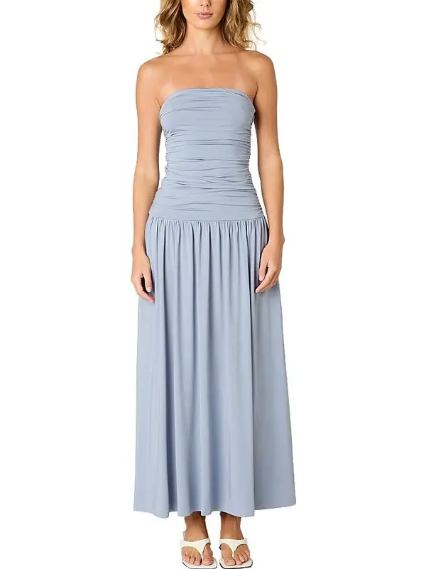 NIA Santal Strapless Maxi Dress - Slate Blue
