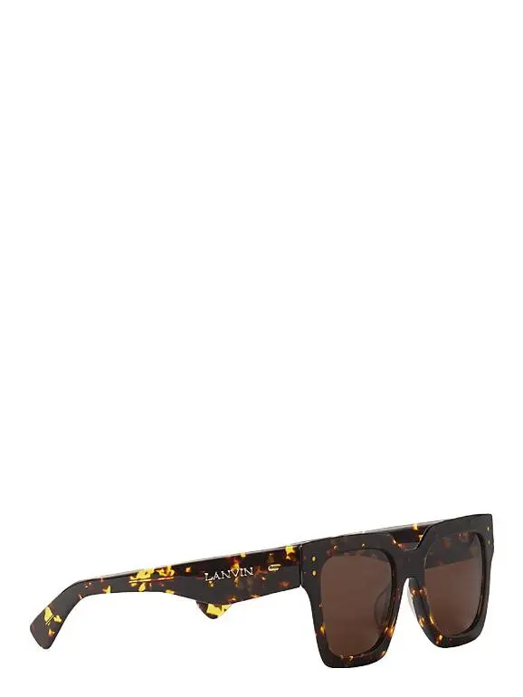 LANVIN Lunettes Maxi Rectangle Signature - Amber Turtoise