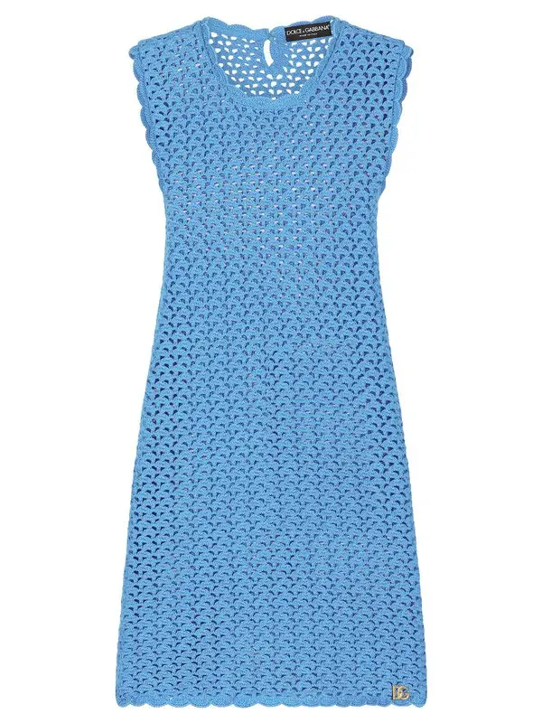 Dolce & Gabbana Short Sleeveless Crochet Dress - Turquoise