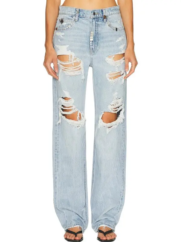 Alexander Wang Distressed Wide Leg Jeans - Light Powder Blue