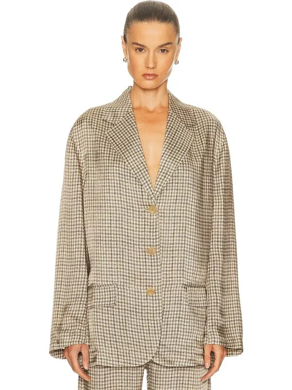 Acne Studios Junida Check Fluid Blazer - Beige