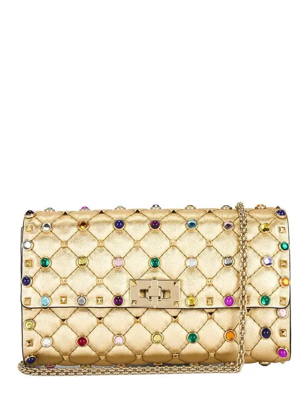 Valentino Garavani Rockstud Spike Shoulder Bag - Mekong  Soft Beige  & Multicolor