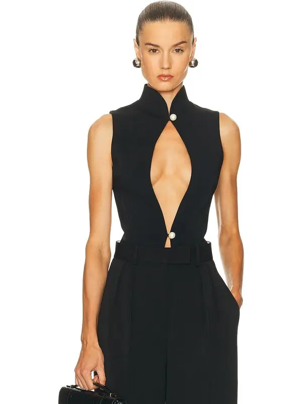 MUGLER Cut Out Bodysuit - Black