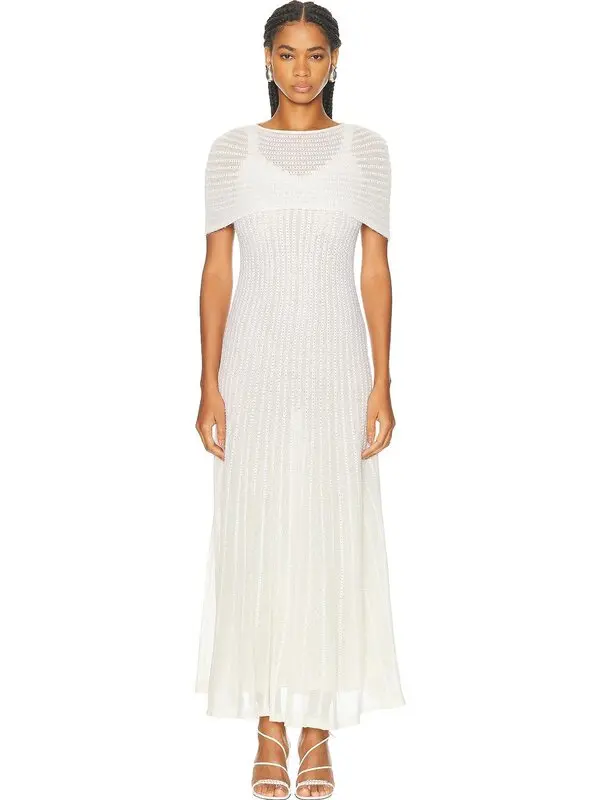 Khaite Thora Knit Maxi Dress With Optional Cape - Glaze