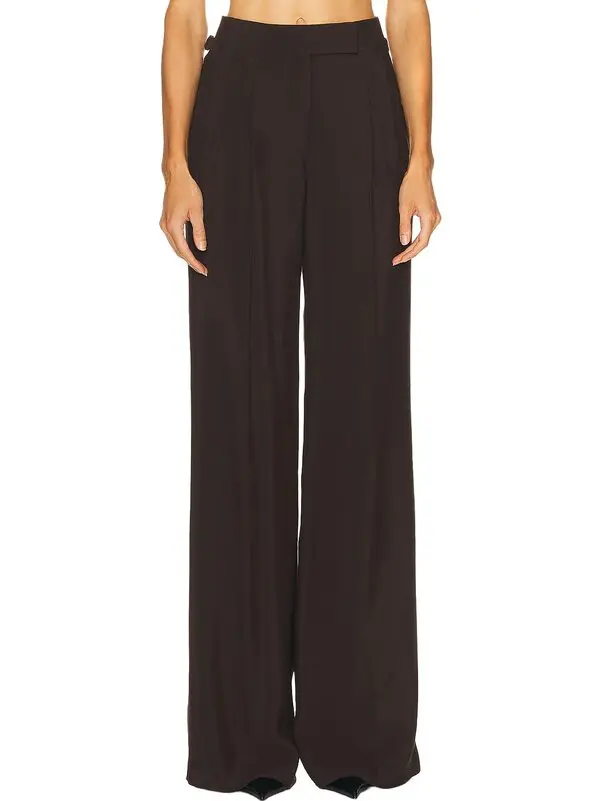 TOM FORD Tailored Double Pleat Wide Leg Pant - Dark Chocolate