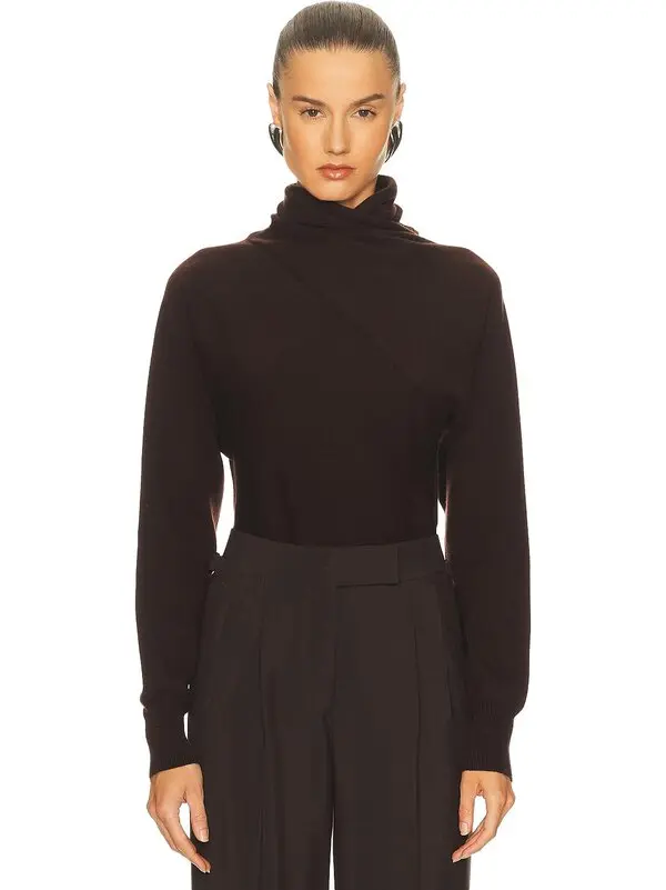 TOM FORD Cashmere Wrap Collar Sweater - Deep Brown