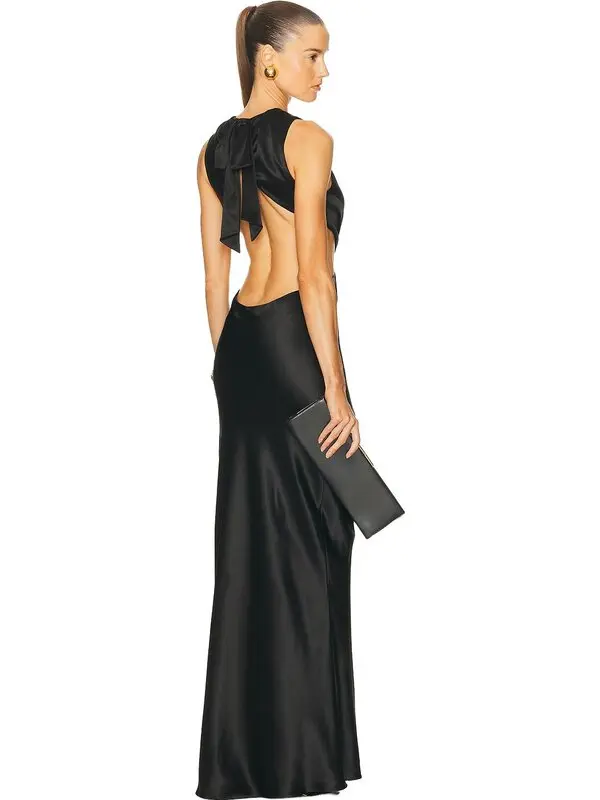 Saint Laurent Cut Out Long Dress - Noir