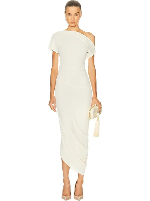 EAVES Lian Twist Midi Dress - Bone