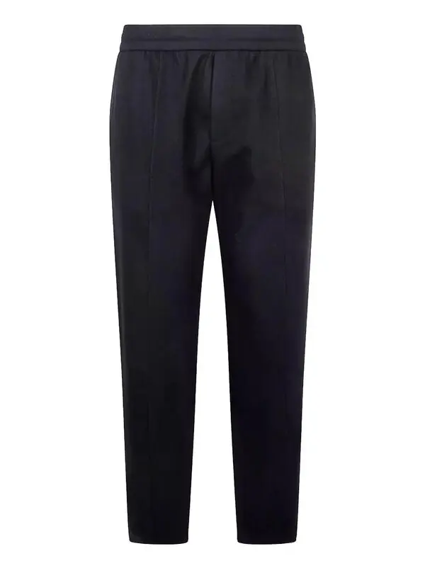 Emporio Armani Elasticated-waist Wool Trousers - Black