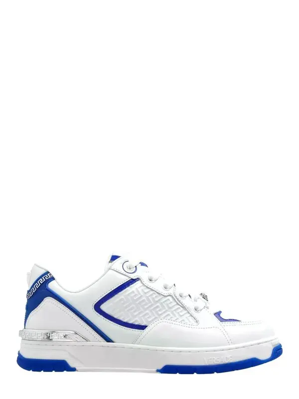 Versace Greca Pattern Leather Sneakers - White