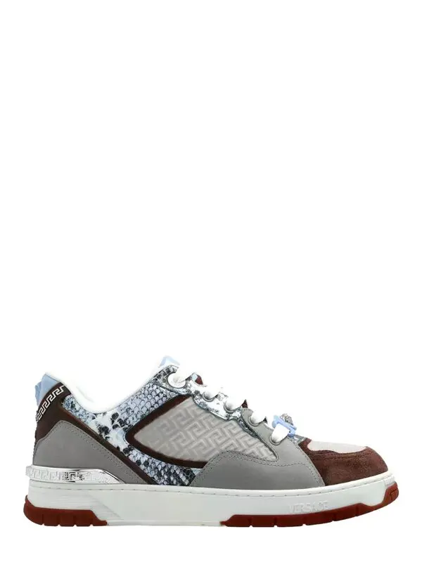 Versace Greca Snakeskin-effect Sneakers - Grey