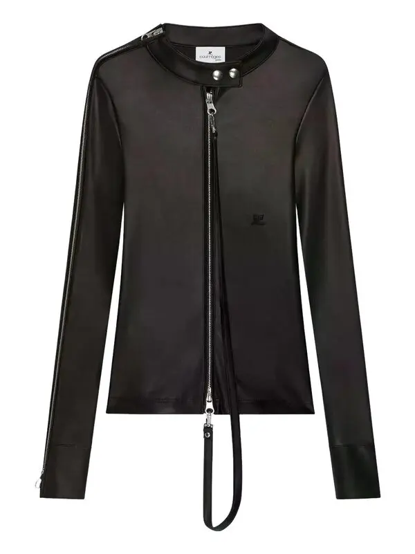 COURREGES Zip-up Biker Jacket - Black