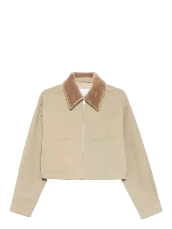 Nanushka Zip-up Jacket With Faux Fur Collar - Neutrals