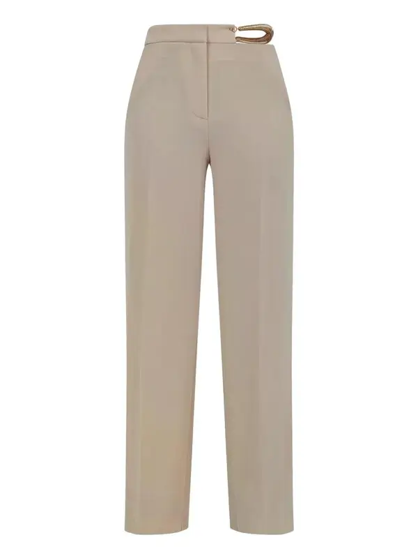 SIMONA CORSELLINI Buckle-fastening Straight Trousers - Neutrals