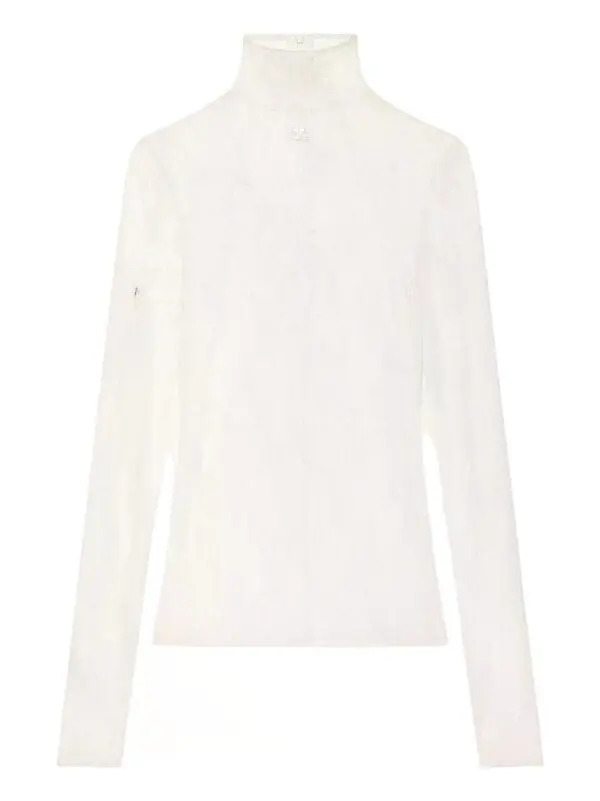 COURREGES Lace Turtleneck Top - White