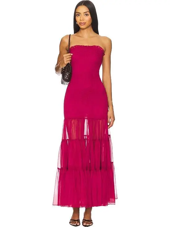 Bardot Azura Strapless Maxi Dress - Pale Burgundy