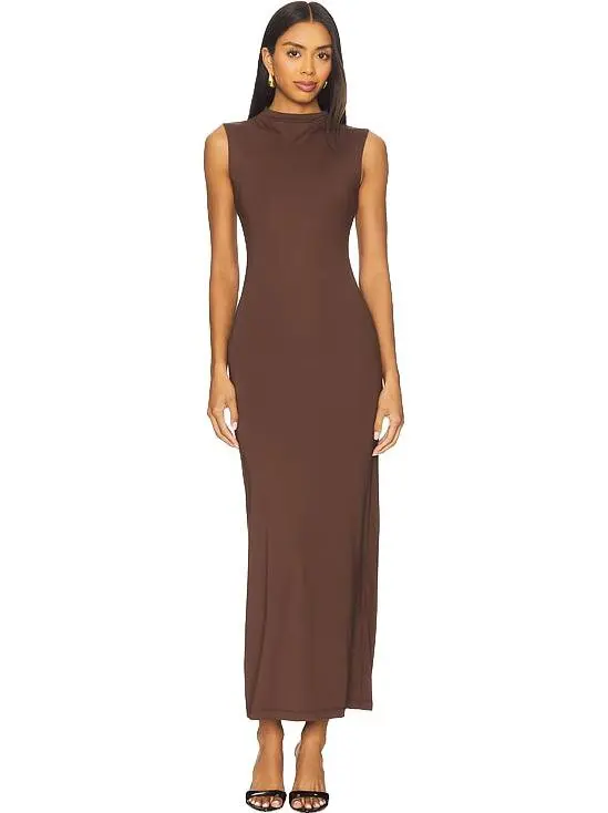 Bardot Veneda High Neck Maxi Dress - Chocolate