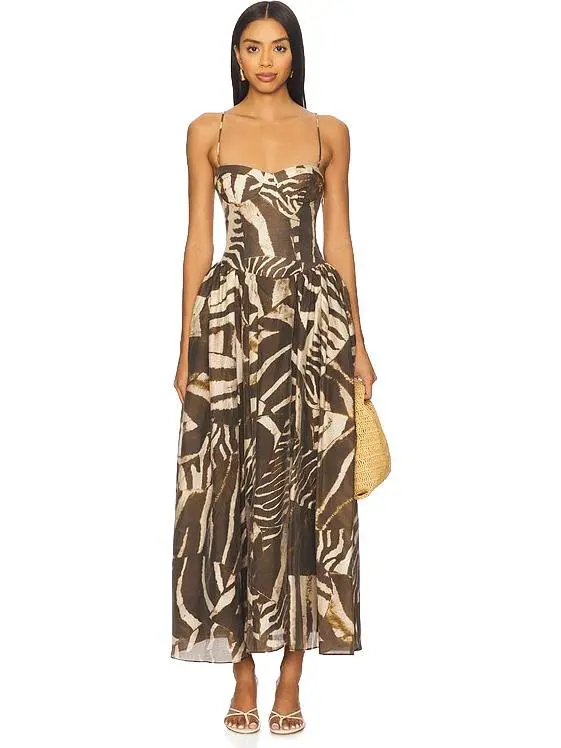Bardot Estie Printed Maxi Dress - Brown Animal