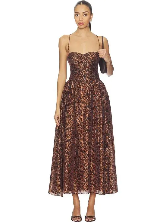 Bardot Estie Printed Maxi Dress - Brown Leopard