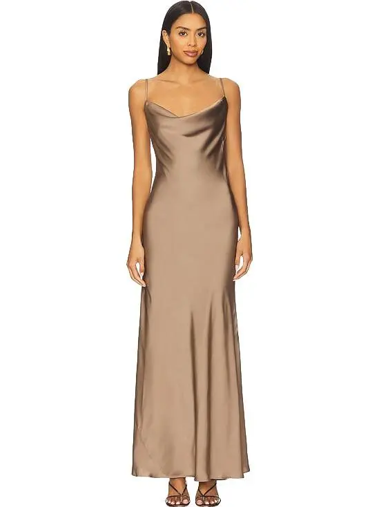 Bardot Monroe Cowl Neck Maxi Dress - Toffee